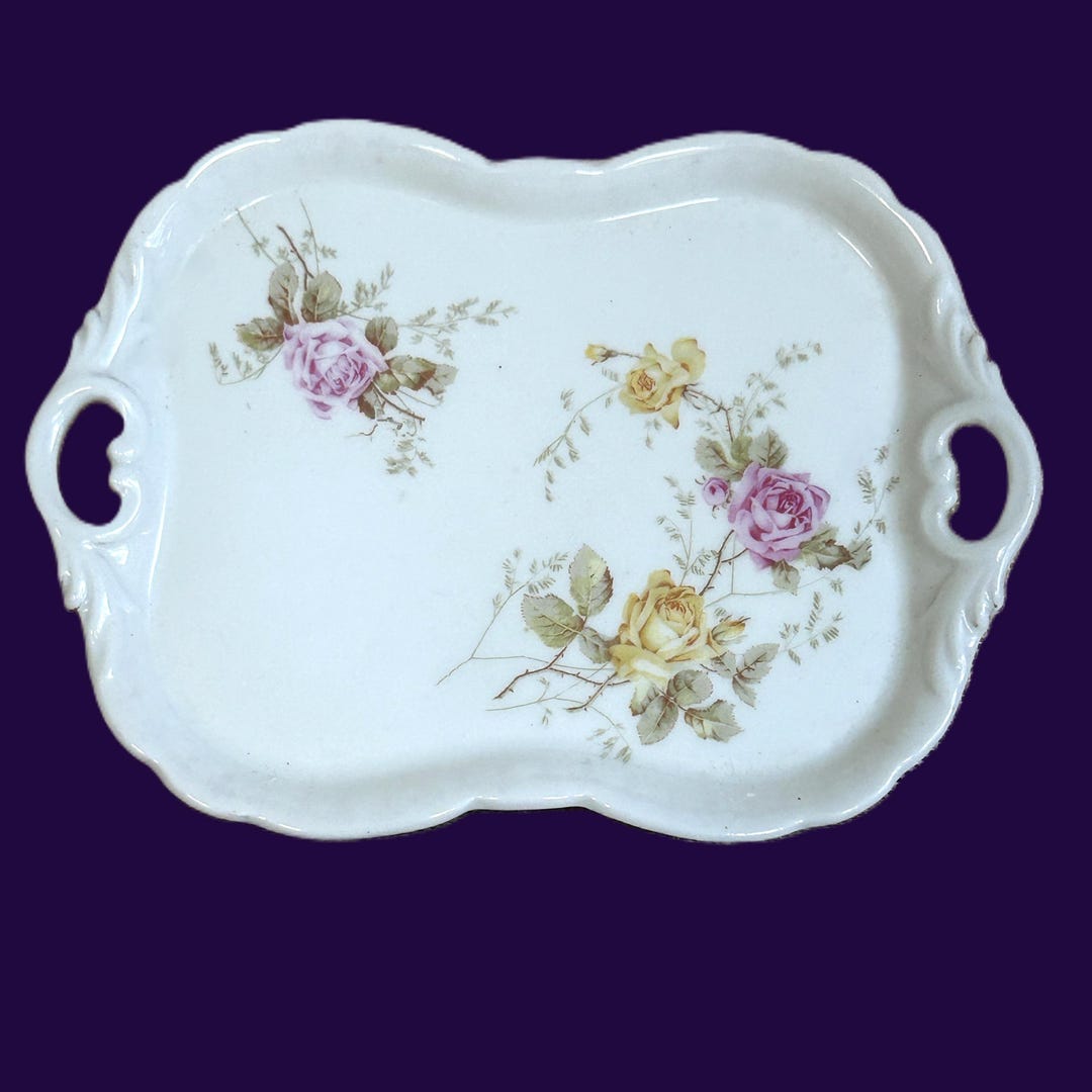 Vintage 9x7" Porcelain Tray--roses China Dresser Tray - Etsy