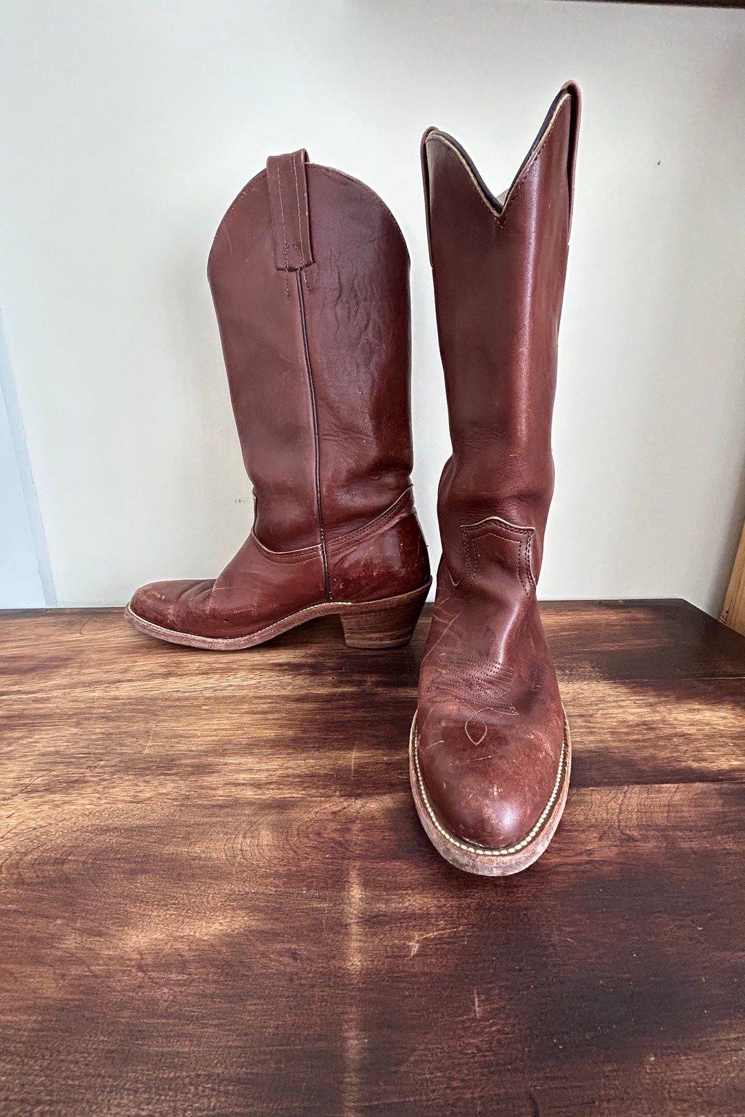 Vintage Mens Frye Cowboy Bootsbrown Leather Cowboy Bootswhite Label ...