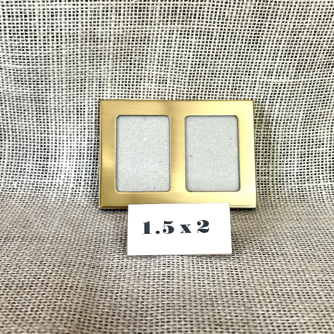 Vintage Brass 1.5 X 2 Double Picture Frame--double Wallet Picture Frame ...
