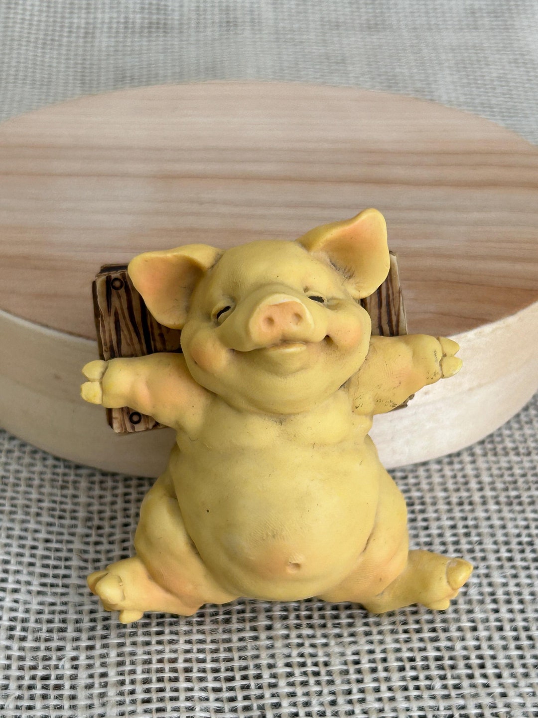 Vintage Pig Figurine--sleeping Pig Figurine--resin Pig Figurine ...