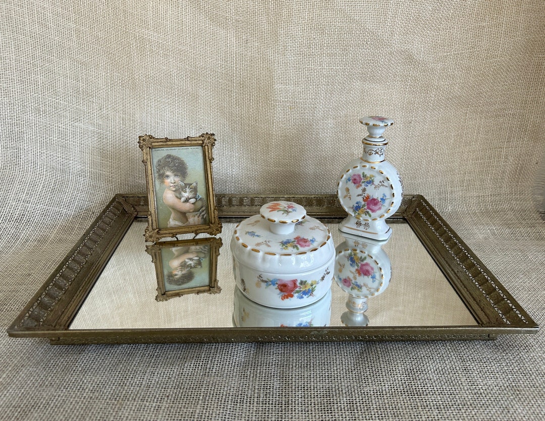 Vintage Decorative Dresser Mirror--large Mirrored Tray--perfume Mirror ...