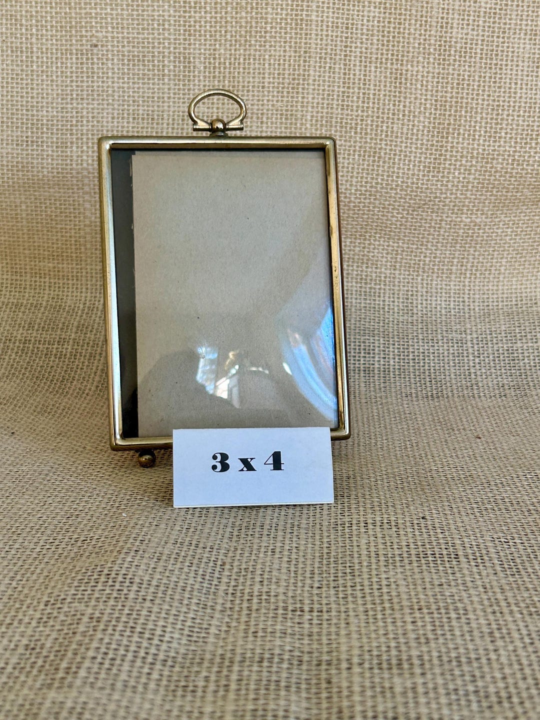 Vintage 3 X 4 Gold Metal Picture Frame With Top Hook, Ball Feet and ...