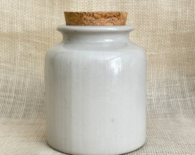 Salt Glazed Stoneware Jar--cork Top Salt Glazed Jar--gray Ceramic Jar ...