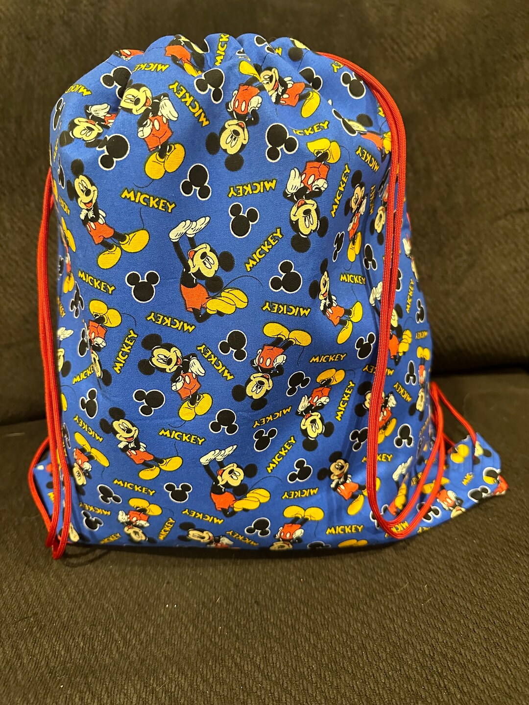 Blue Mickey Mouse Drawstring Backpack - Etsy