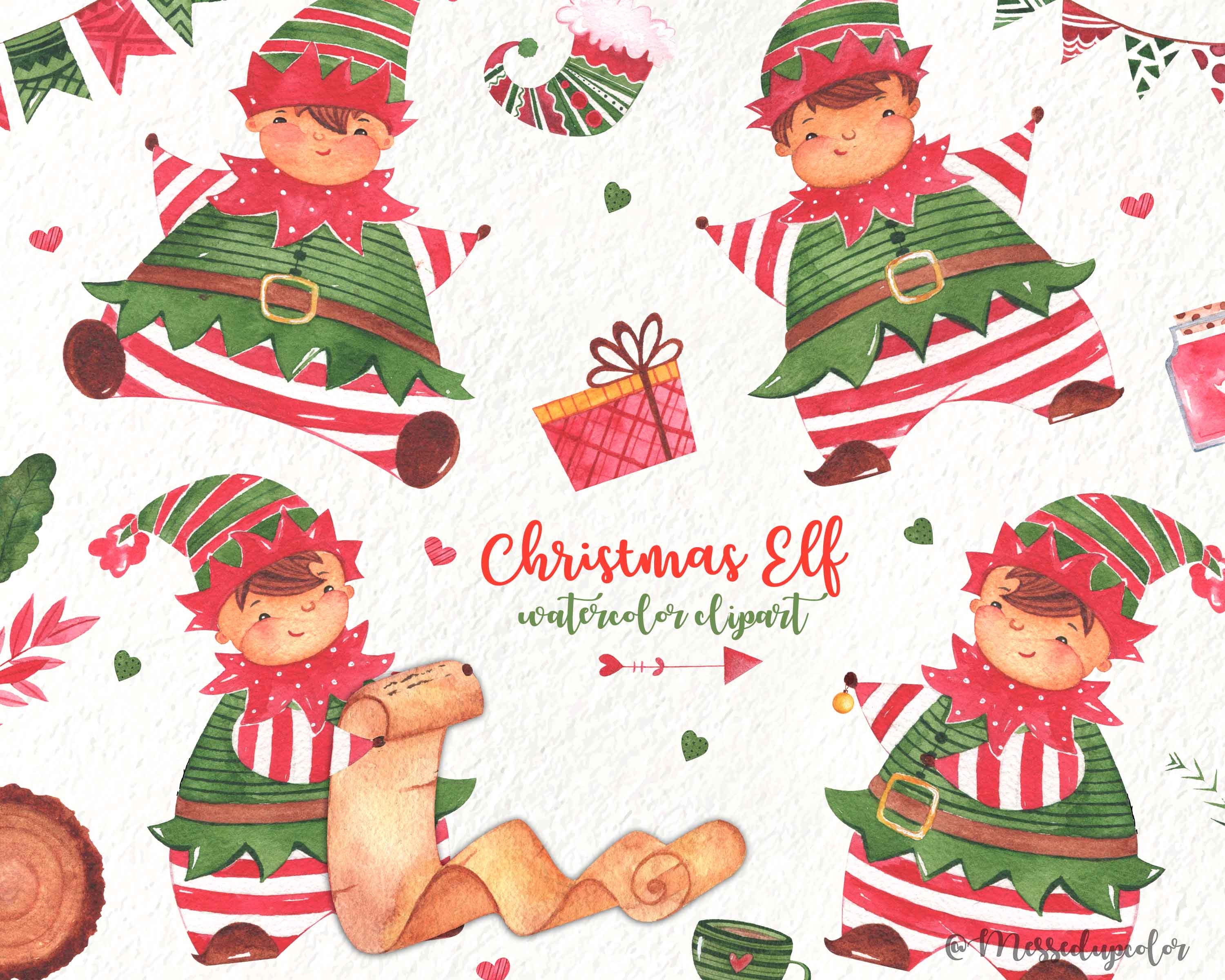 Christmas Clipart Christmas Watercolor Clipart Santa Claus - Etsy