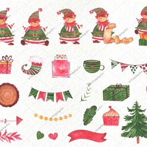 Christmas Clipart, Christmas Watercolor Clipart, Santa Claus Clipart ...