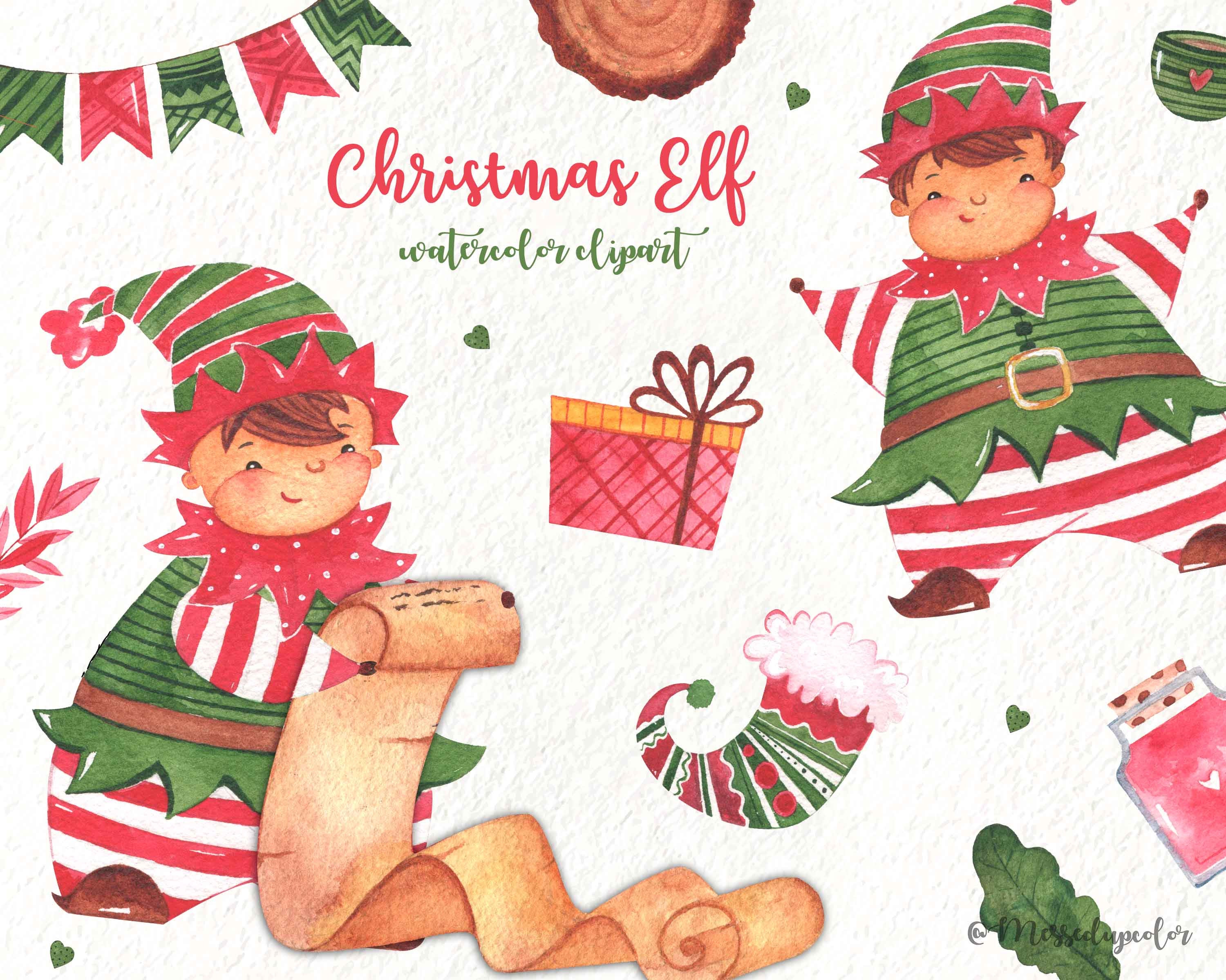 Christmas Clipart Christmas Watercolor Clipart Santa Claus - Etsy