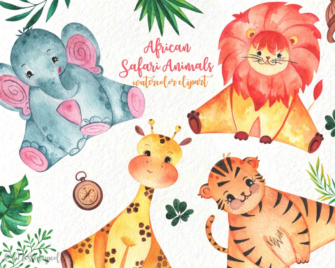 Jungle Animals Clipart Watercolor Animals Clipart Safari - Etsy