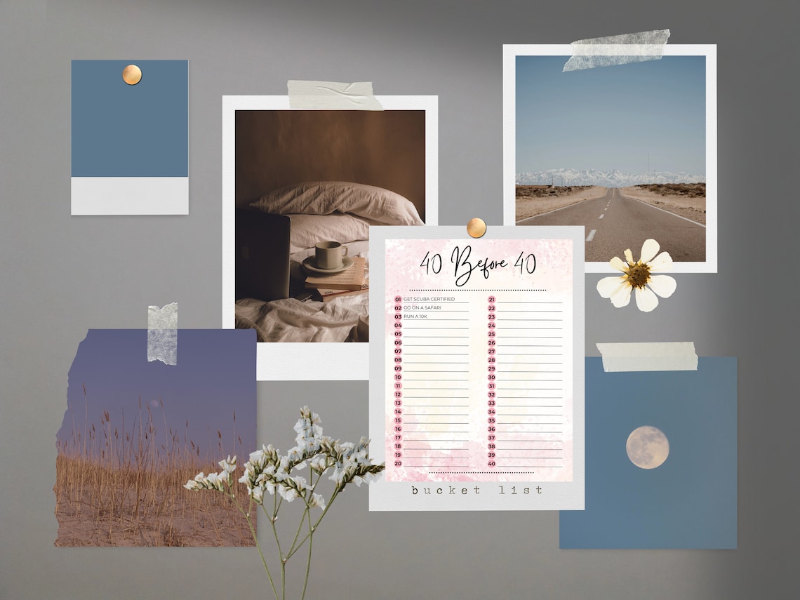 40 Before 40 Goal List, Editable Template, Printable, Instant Download ...