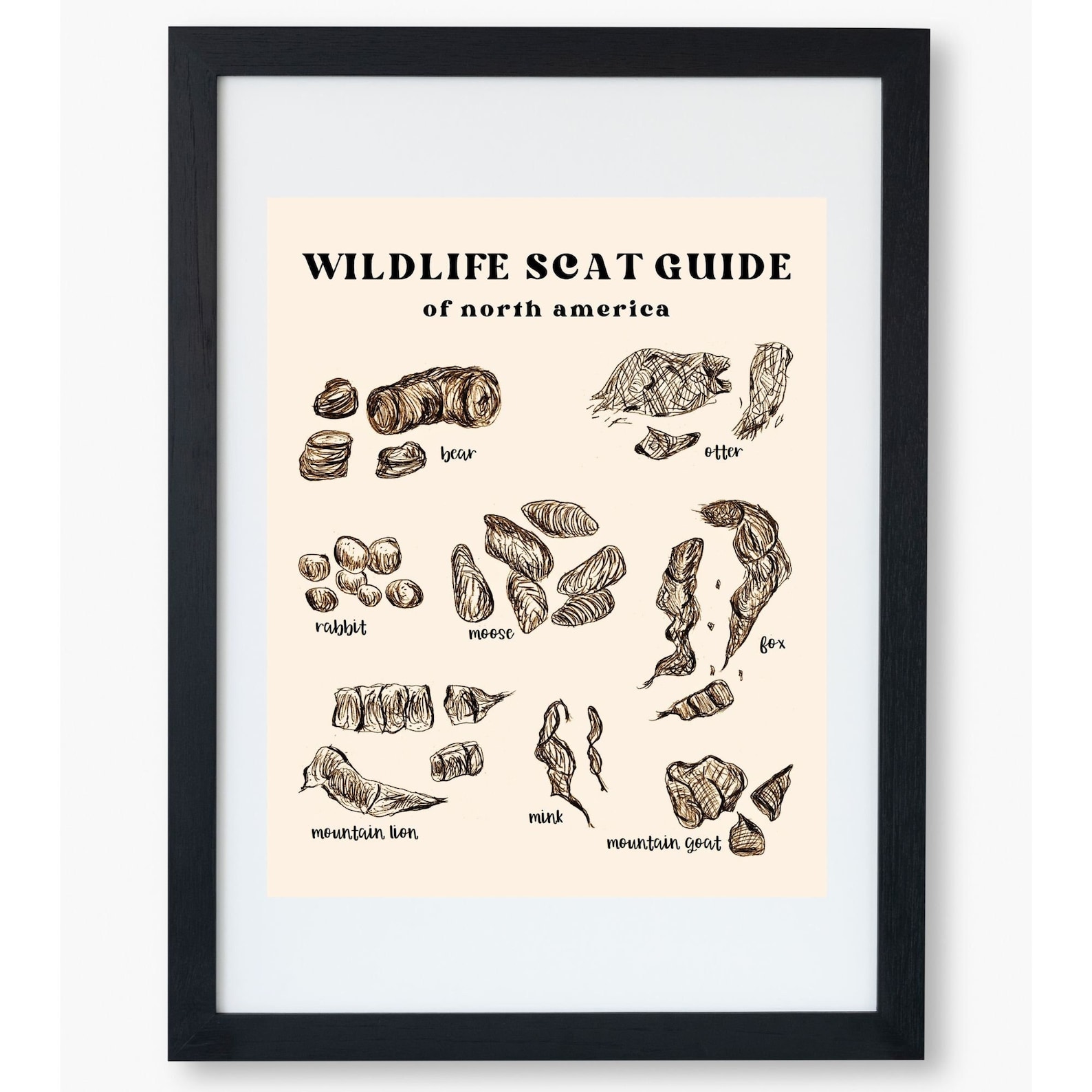 PRINTABLE Natural Animal Scat Poop Print - Wilderness Woodland Wildlife ...