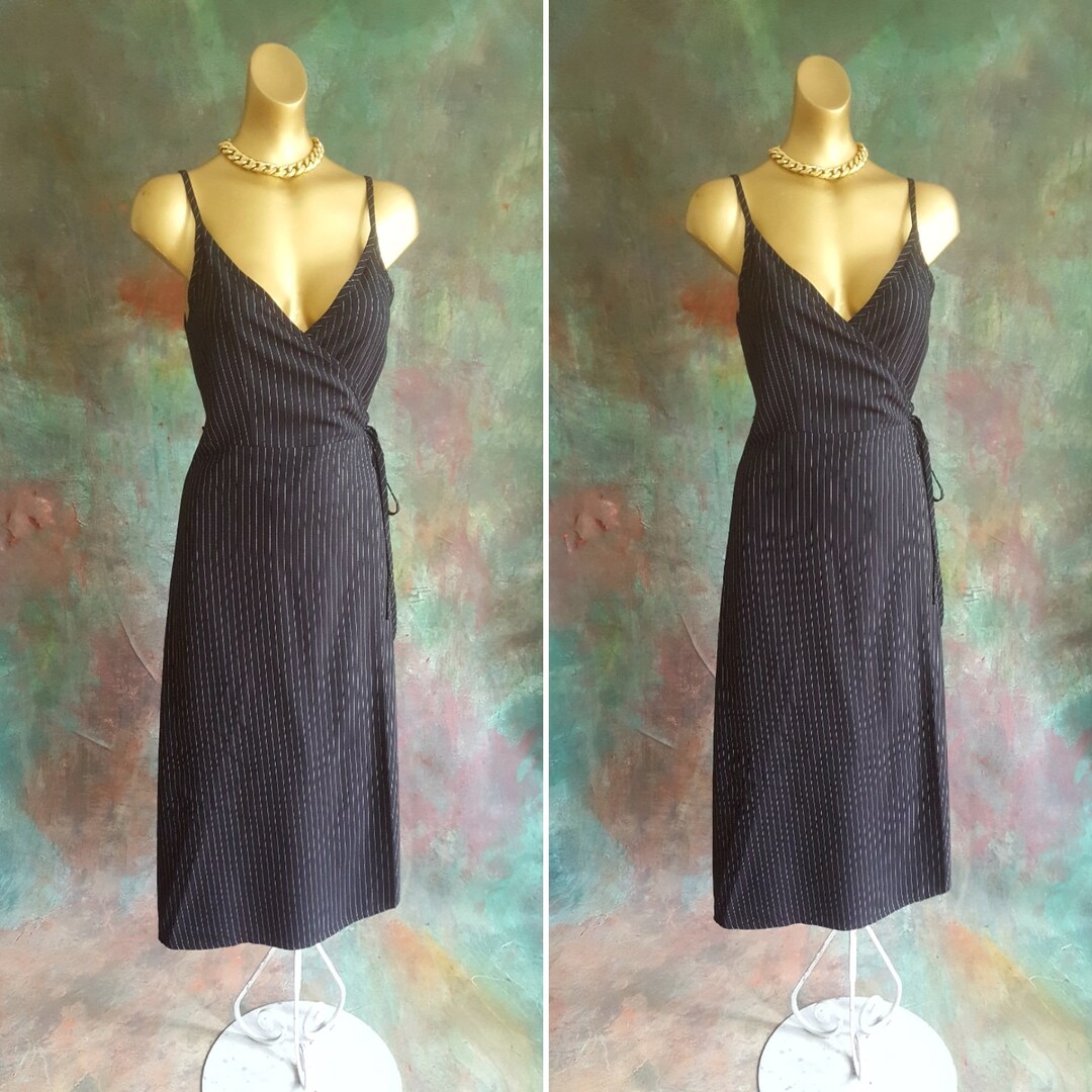 Wonderful Iconic 90s Black and White Pin Striped Pinafore Slip Dress - Etsy