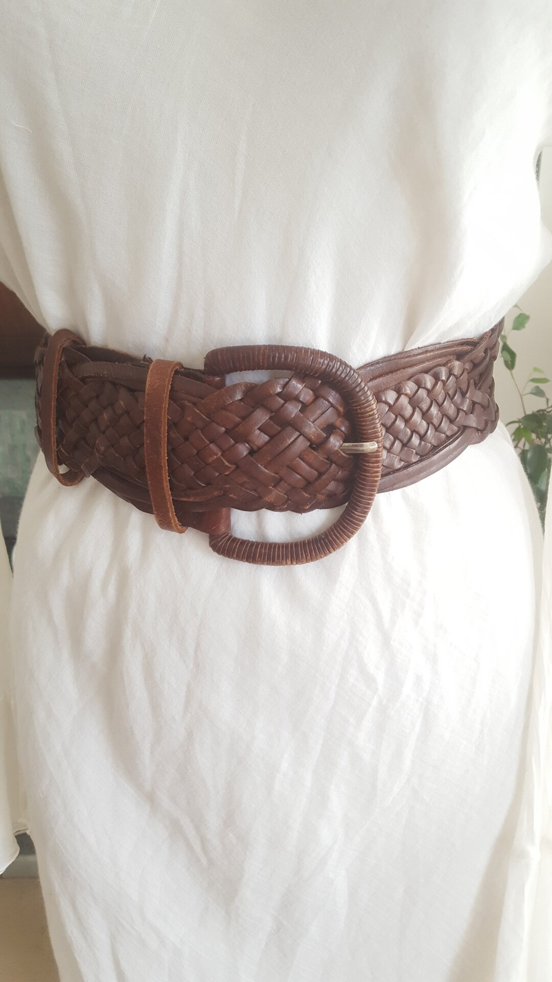Sensational Super Wide Real Leather Giant Deep Weave Plaited Belt With ...