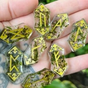 Moss Elder Futhark Runes // Divination Magick - Etsy