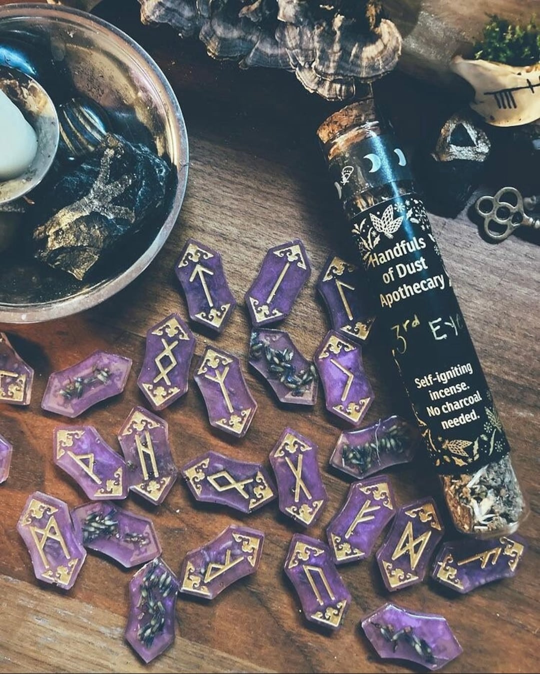 Lavender Flower Runes - Elder Futhark, Magick, Divination, Dried Herbs ...
