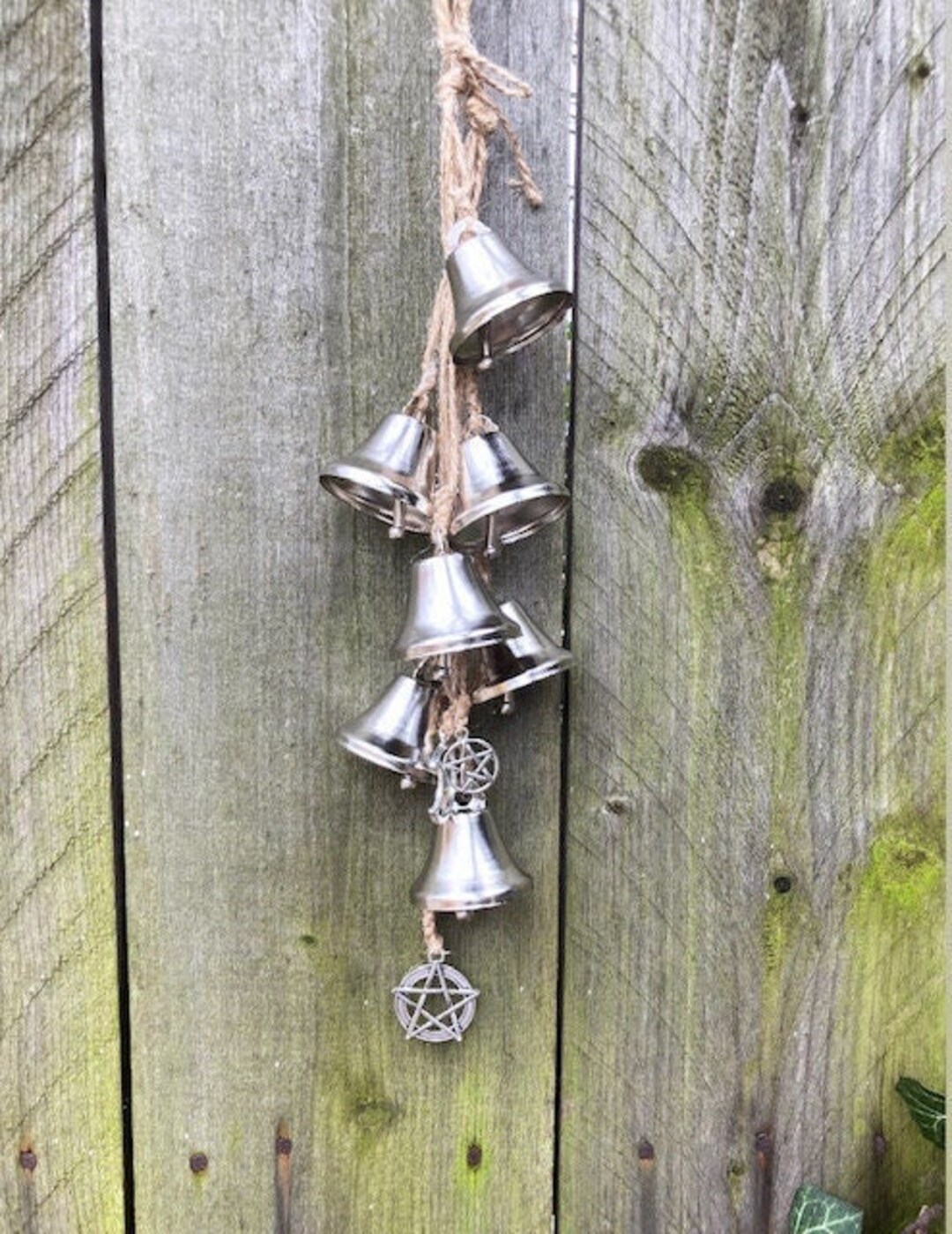 Witch Bells in Silver or Bronze // Pentacle & Moon Charms - Etsy