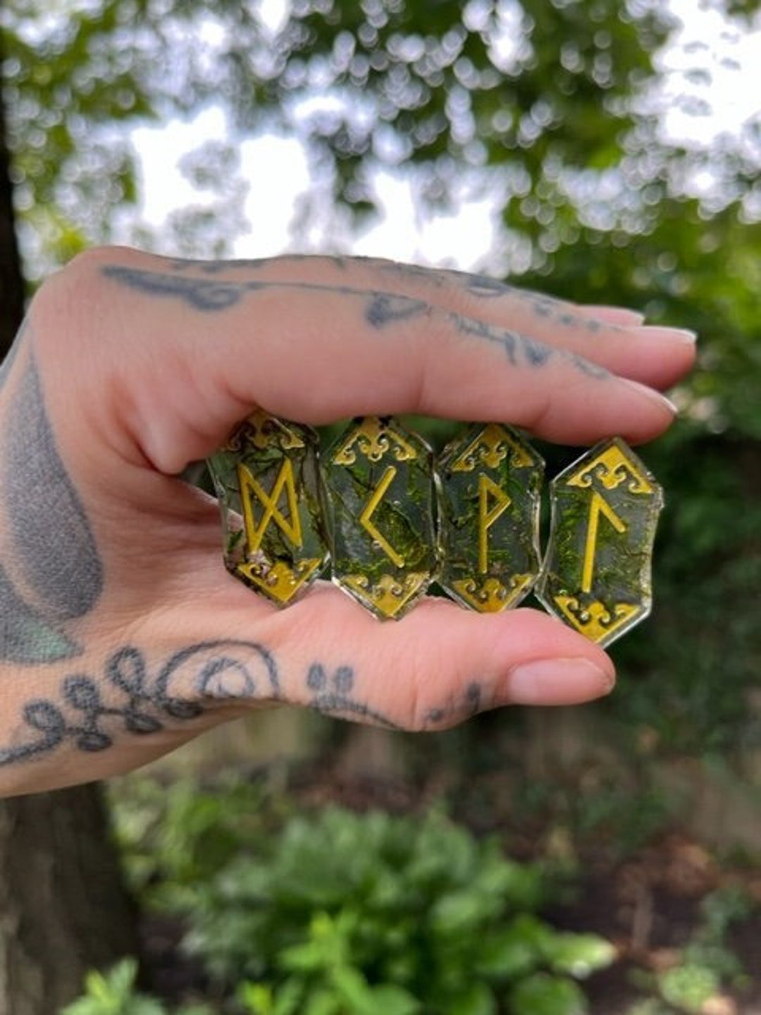 Moss Elder Futhark Runes // Divination Magick - Etsy