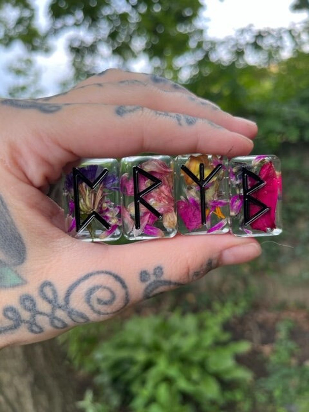 Floral Runes Elder Futhark - Flower, Divination, Magick, Garden - Etsy