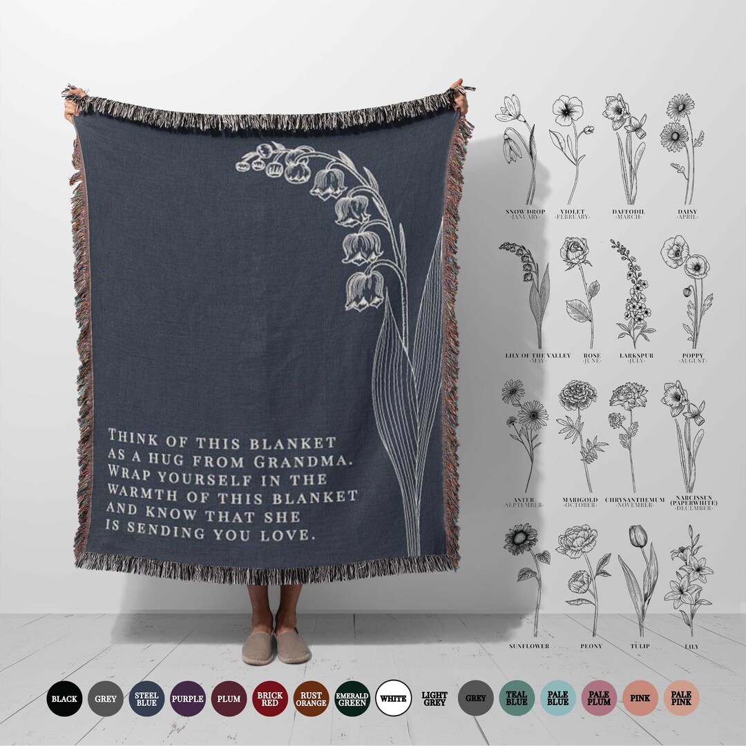Personalized Flower Memorial Blanket Woven Tapestry Throw Memorial Gift ...