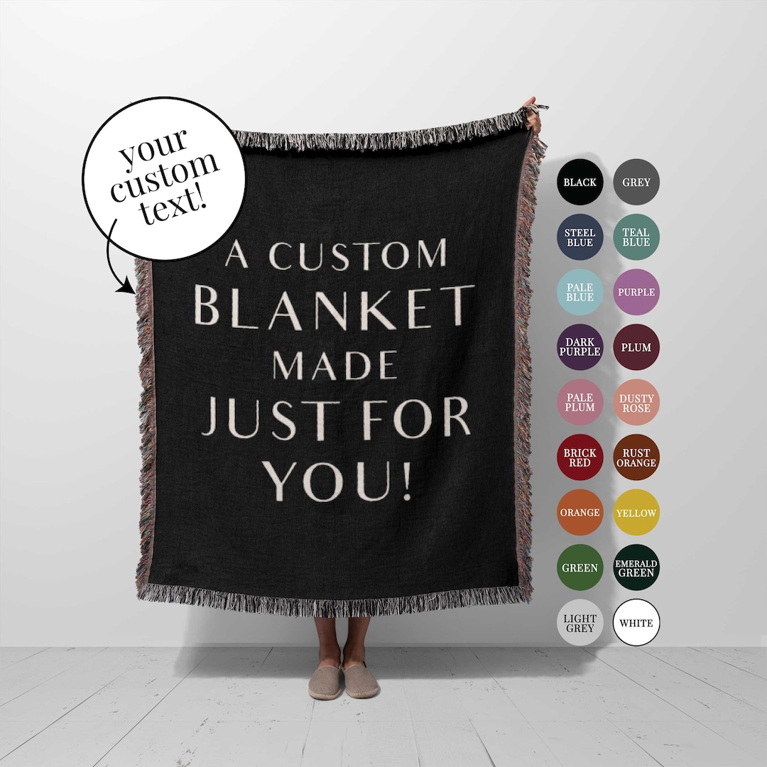 Custom Text Blanket: Personalized Woven Throw With Fringe, Home Decor ...