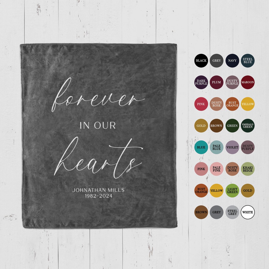 Personalized Memorial Throw Blanket, Custom Forever in Our Hearts ...