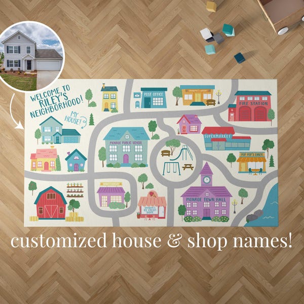City Road Map Kids Rug - Etsy