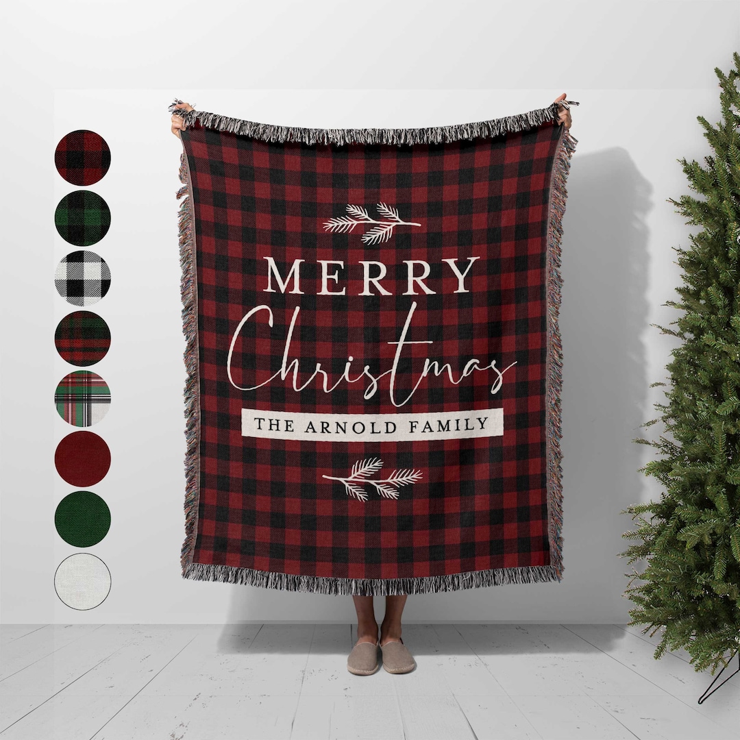 Custom Woven Christmas Blanket, Merry Christmas Personalized Tapestry ...