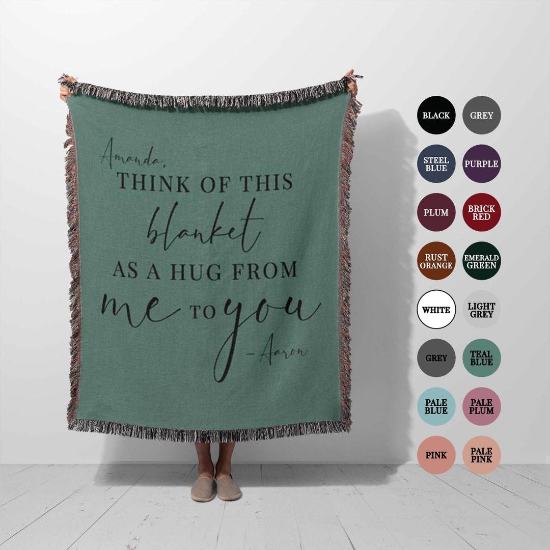 Custom Sending Hugs Blanket: Personalized Woven Throw, Get Well Soon ...