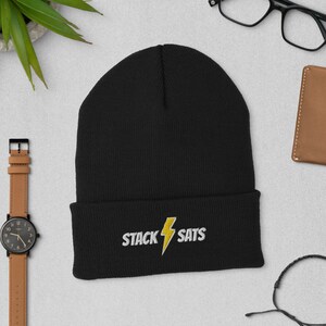 Stack Sats Bitcoin Lightning Network Cuffed Beanie - Etsy