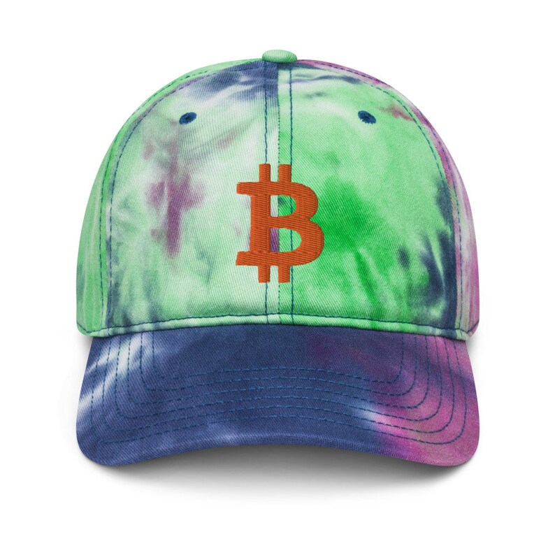 Tie Dye Bitcoin Hat - BTC Adjustable Headwear Colorful Rainbow Crypto ...