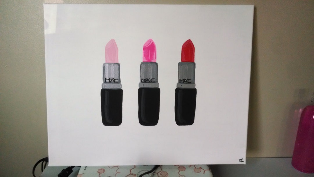Lipstick Canvas - Makeup Decor - Make up Wall Art - MAC Lipstick Decor ...