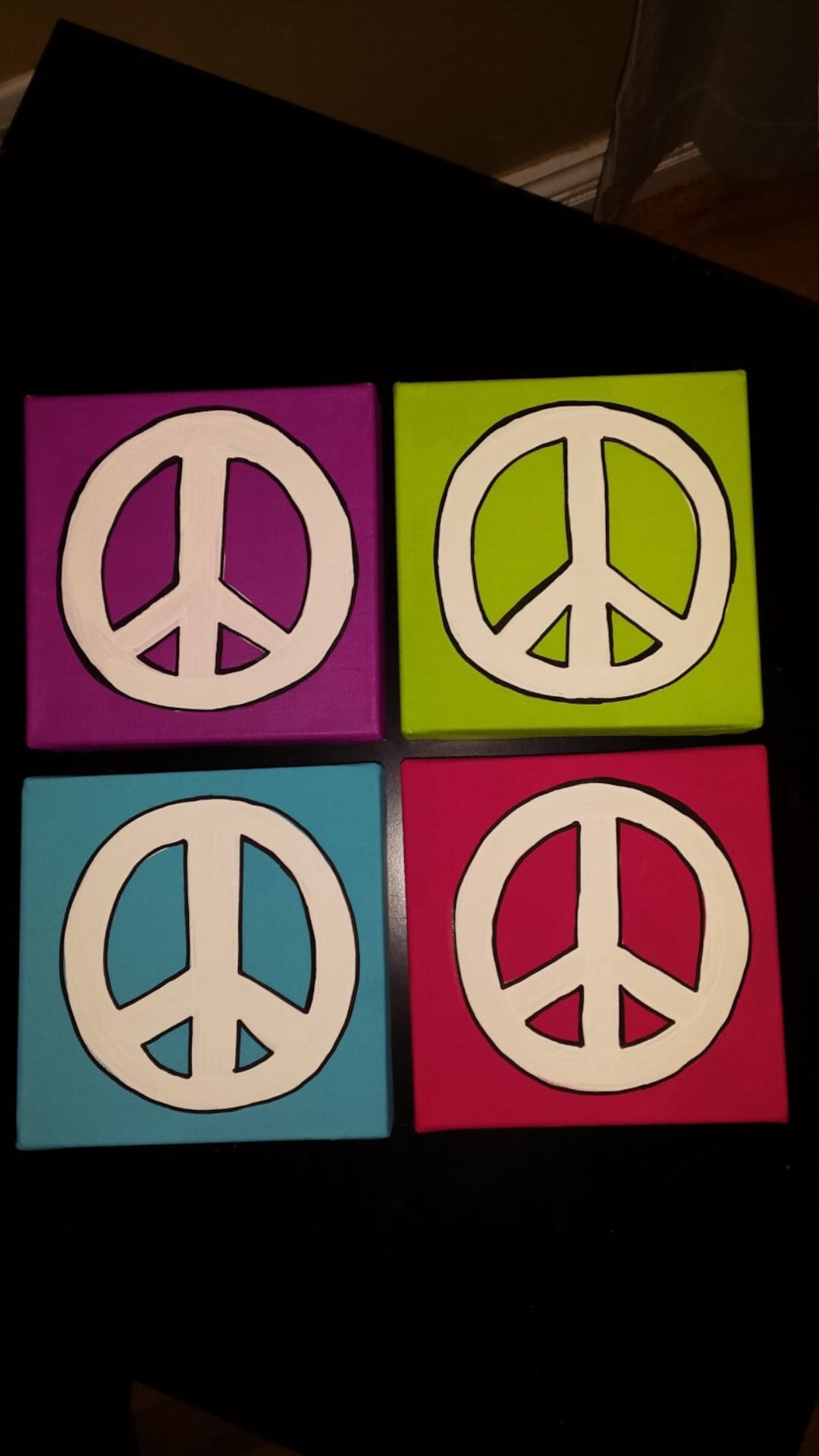 Peace Sign Canvas Set of 4-peace Sign Decor-hippie Decor - Etsy