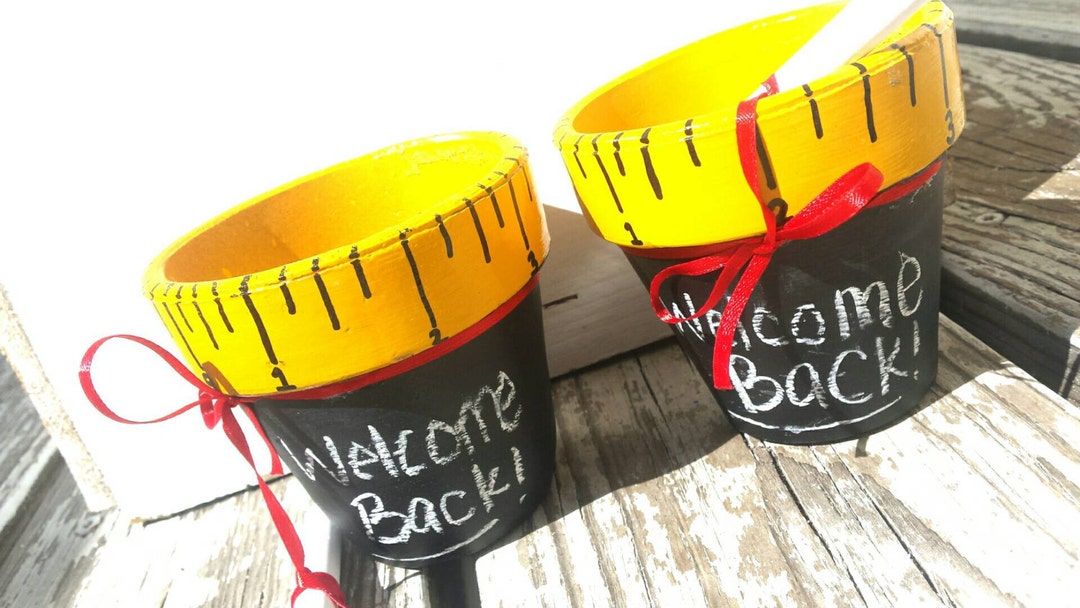 Back to School Flower Pot - Chalkboard Flower Pot - Back to School ...