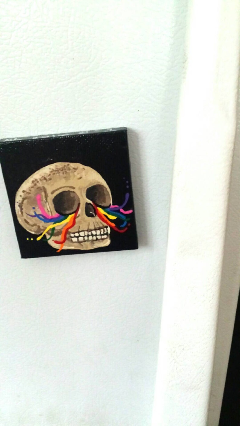 Skull and Paint Mini Magnet Canvas Mini Magnet Canvas Skull Painting ...