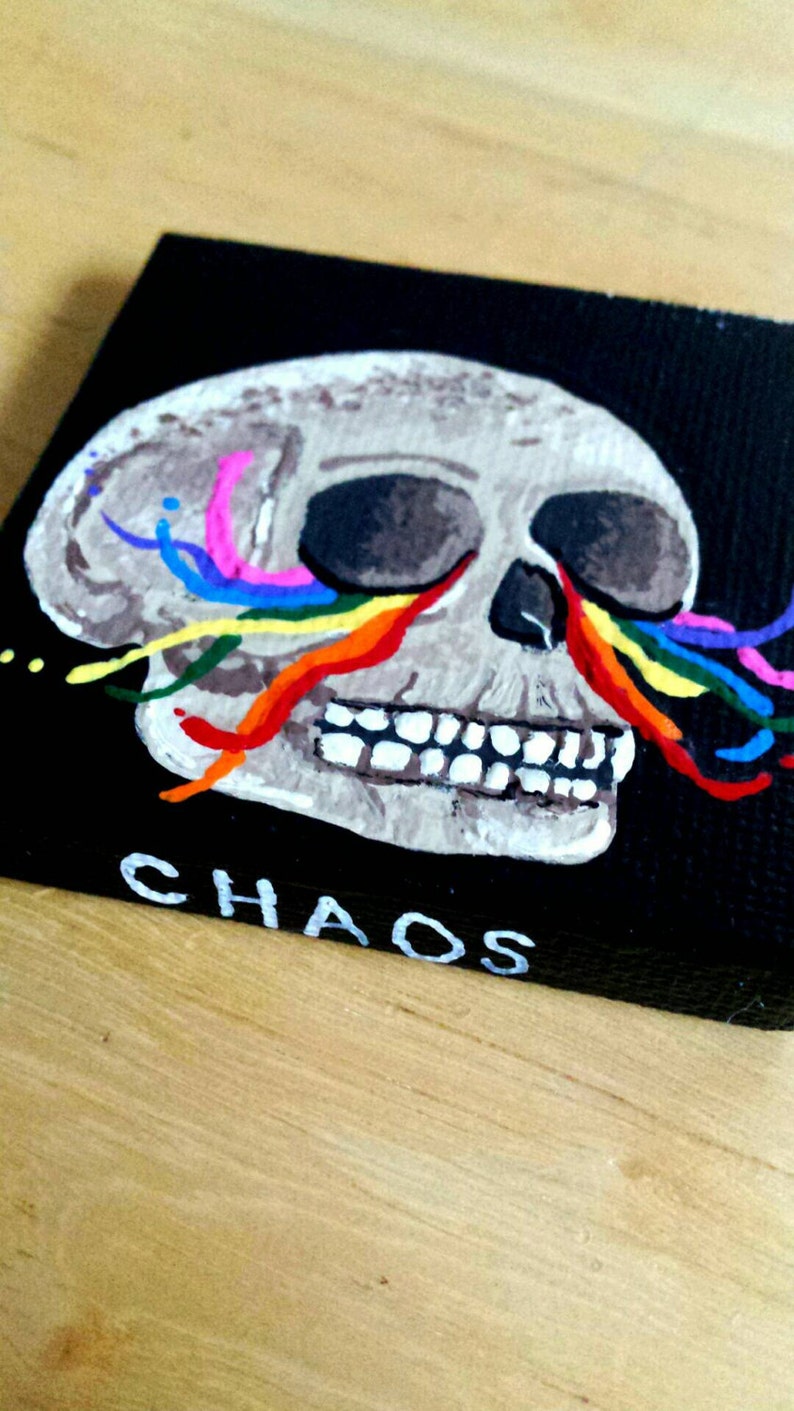 Skull and Paint Mini Magnet Canvas Mini Magnet Canvas Skull Painting ...