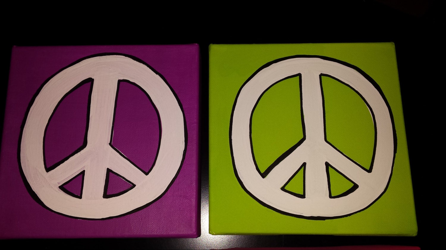 Peace Sign Canvas Set of 4-peace Sign Decor-hippie Decor - Etsy