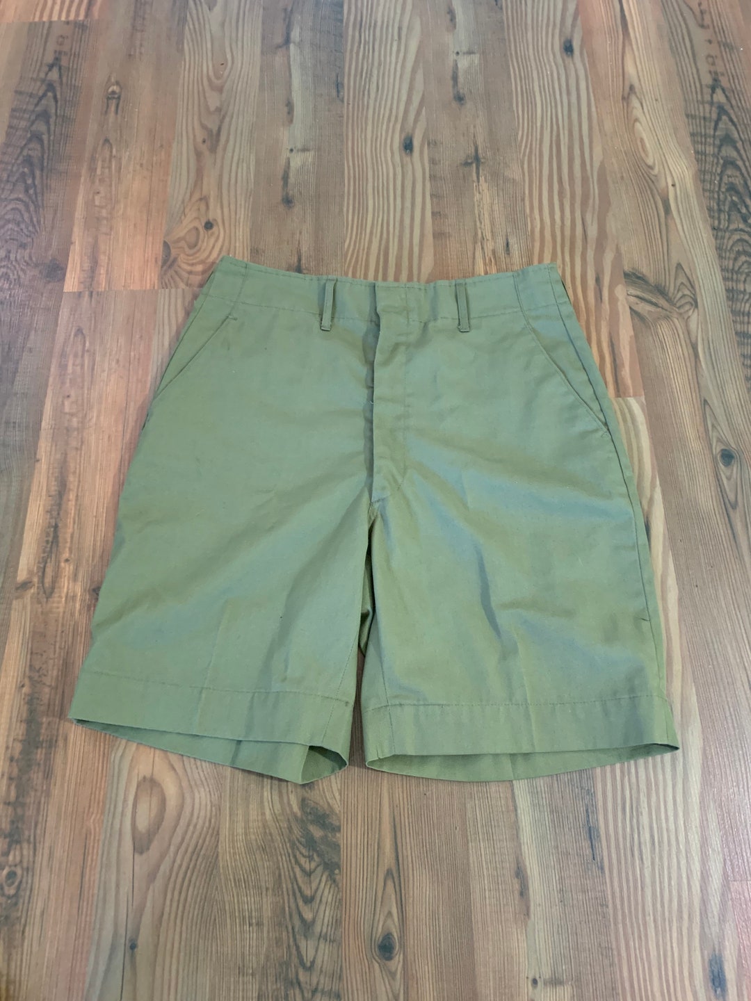 Vintage Boy Scout Shorts Green Flat Front Short 6 Inseam Rare Size 24 ...