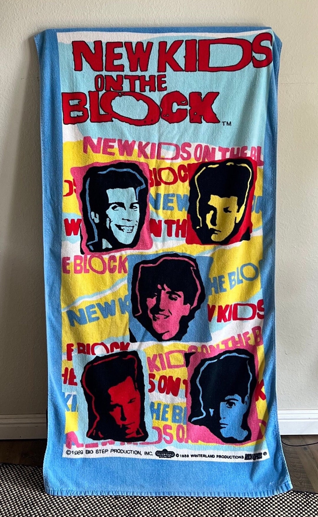 Vintage 1989 New Kids on the Block Beach Towel Donnie Wahlberg New Kids ...
