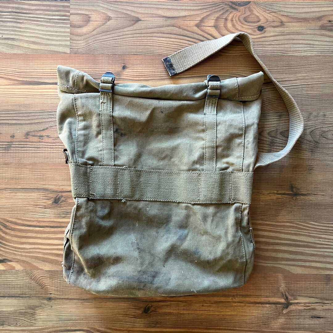 Vintage Military Haversack- WWII Canvas Rucksack - Olive Musket Type ...
