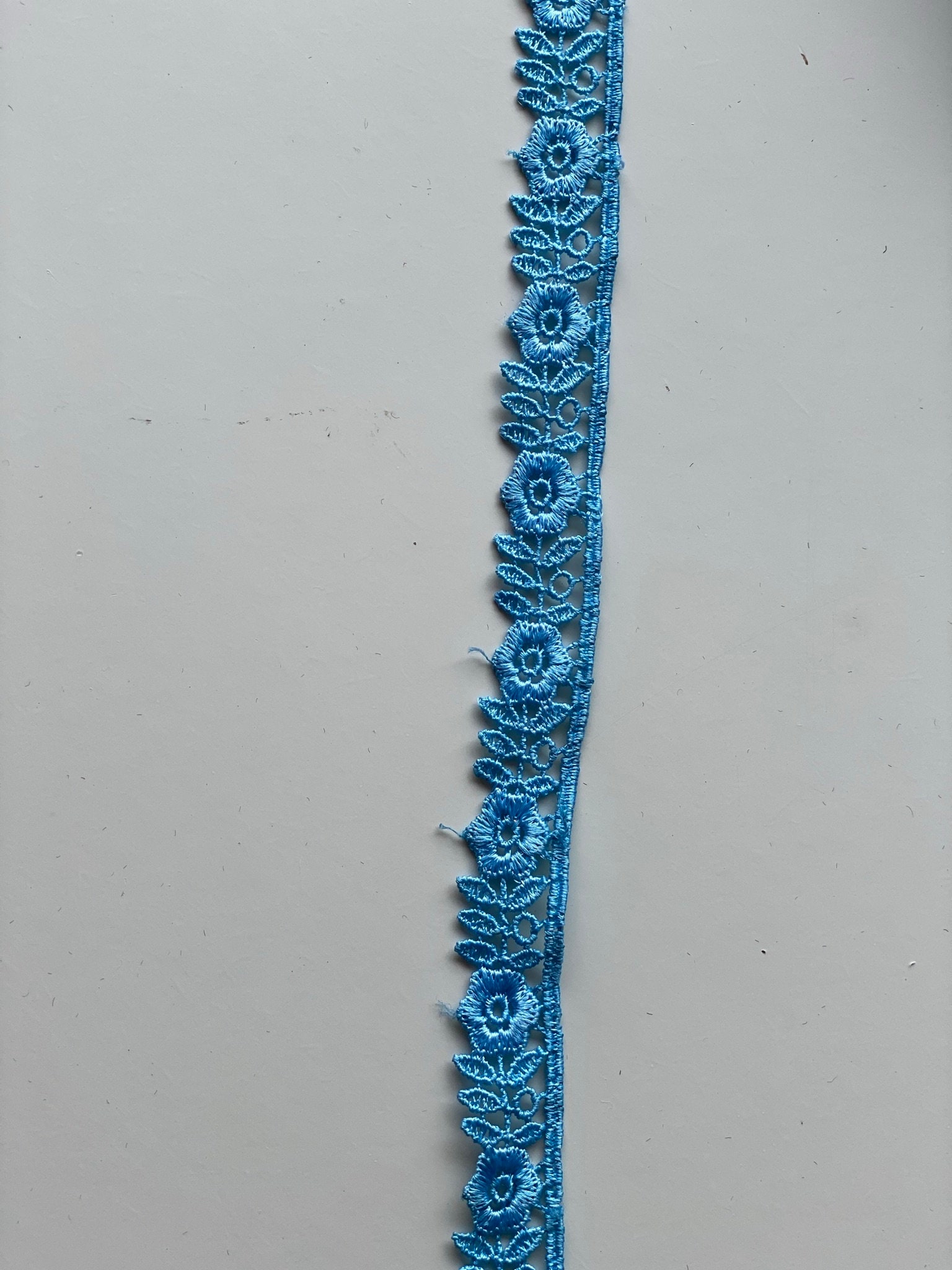 Cotton Floral Lace Trim, Blue Cut Work Trim, Thread Embroidered Lace ...