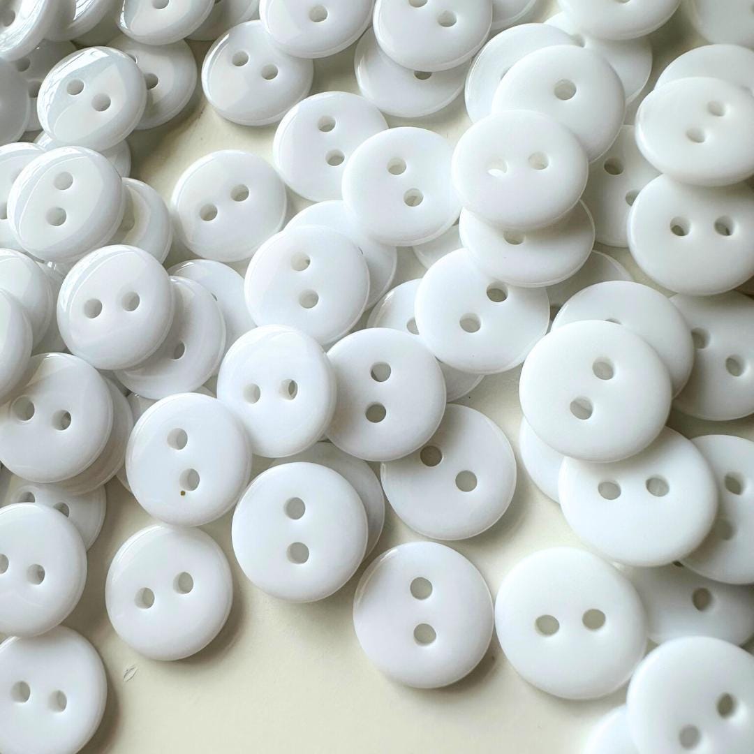 Classic Round Buttons Set - Resin White 12mm Sewing Buttons Bulk Button ...