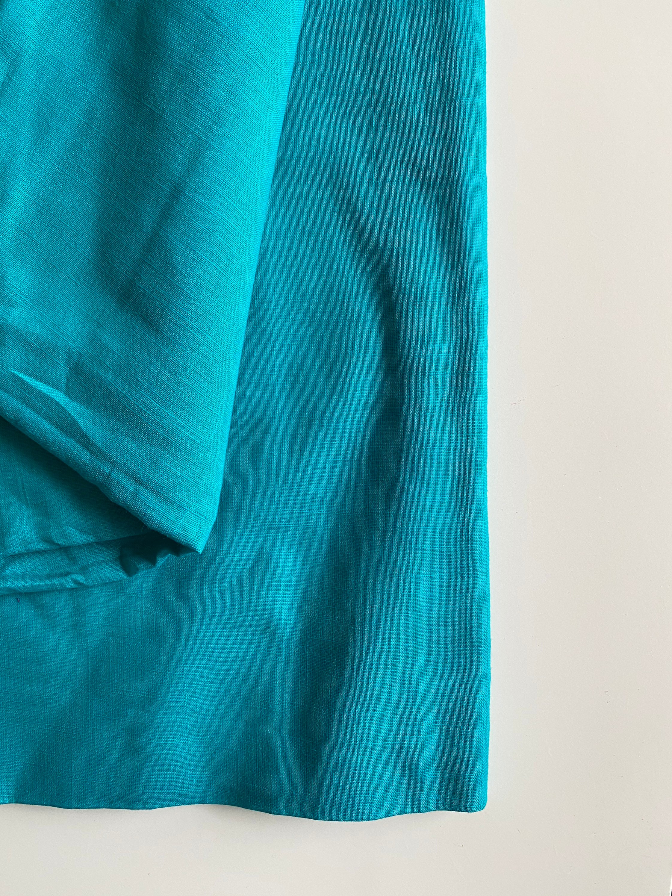 Dark Teal Indian Cotton Flax Linen Texture Fabric 1 yard cut | Etsy