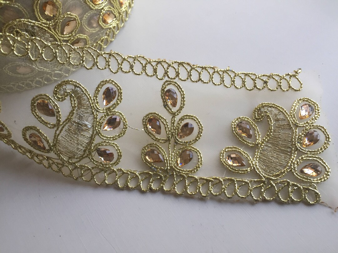 Embellished Lace Trim, Lace by the Yard, 2 Inch Lace Trim, 5 Cm Lace ...