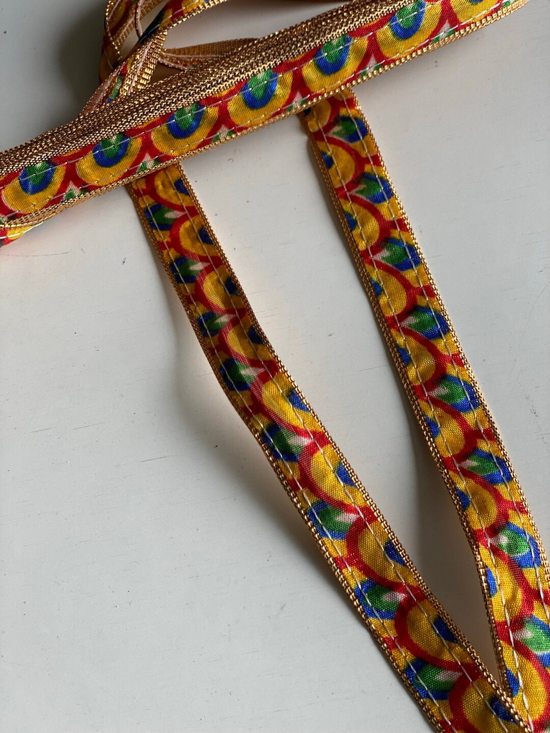 Colorful Border Lace Trim Ribbon by the Yard - Yellow & Red Golden Gota ...