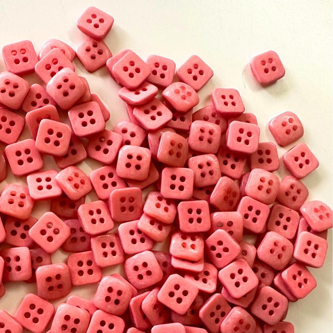 Pink Square Buttons Set 10mm Sewing Buttons - Bulk Button for Crafting ...