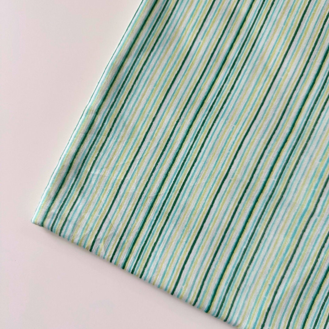 Hand Block Green Stripe Printed Fabric, Sewing and Quilting Fabric ...