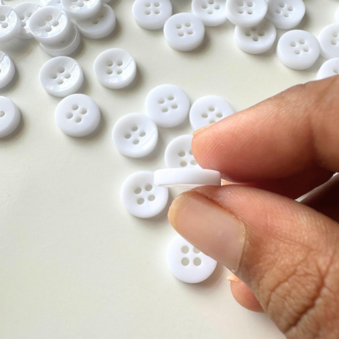 White Round Buttons Set - 12mm Sewing Buttons - Bulk Button Lot for ...