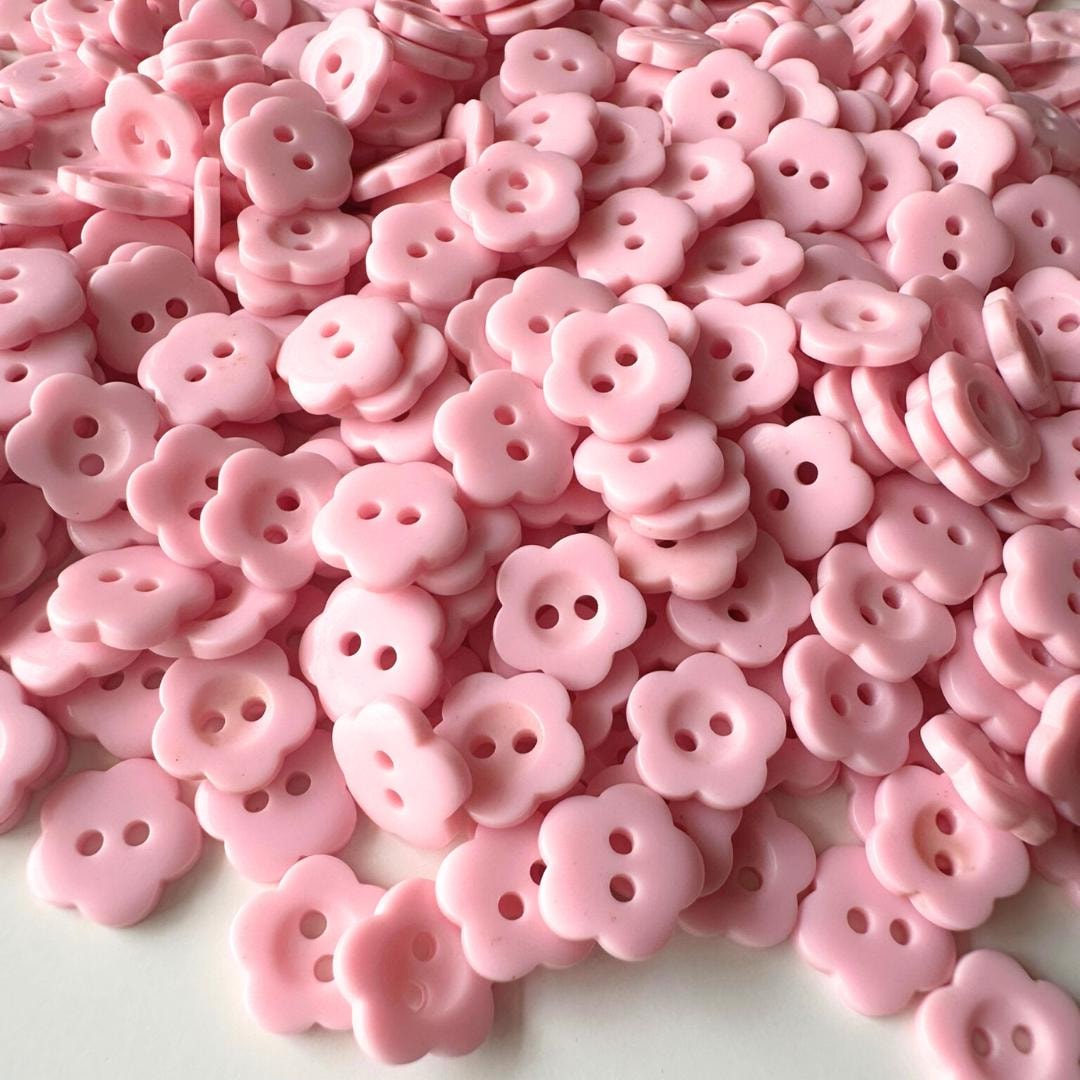 Candy Pink Flower Buttons Set 12mm Sewing Buttons - Bulk Button for ...