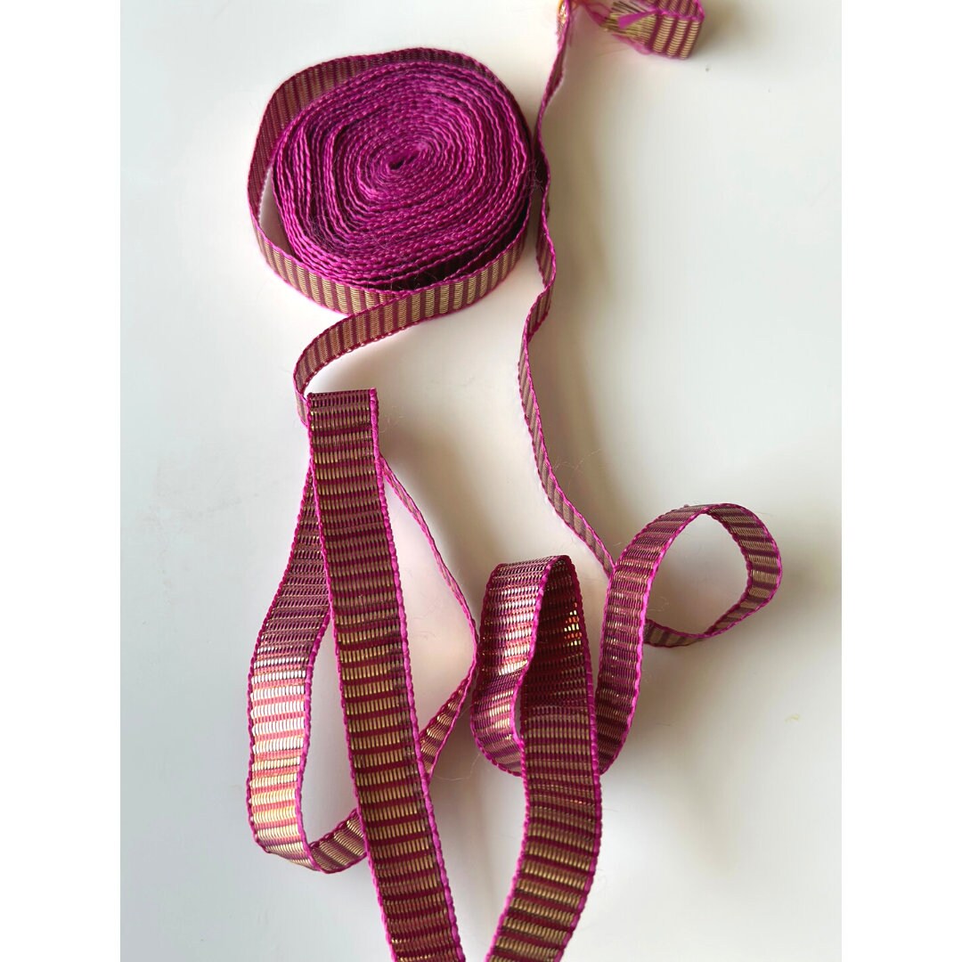 Golden Purple Trim, Festive Indian Trim, Gold and Lurex Thread, Boho ...