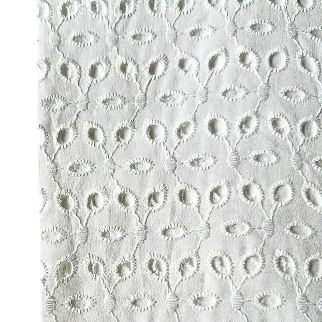 White Cotton Eyelet Embroidered Fabric, Broderie Anglaise, Lightweight ...