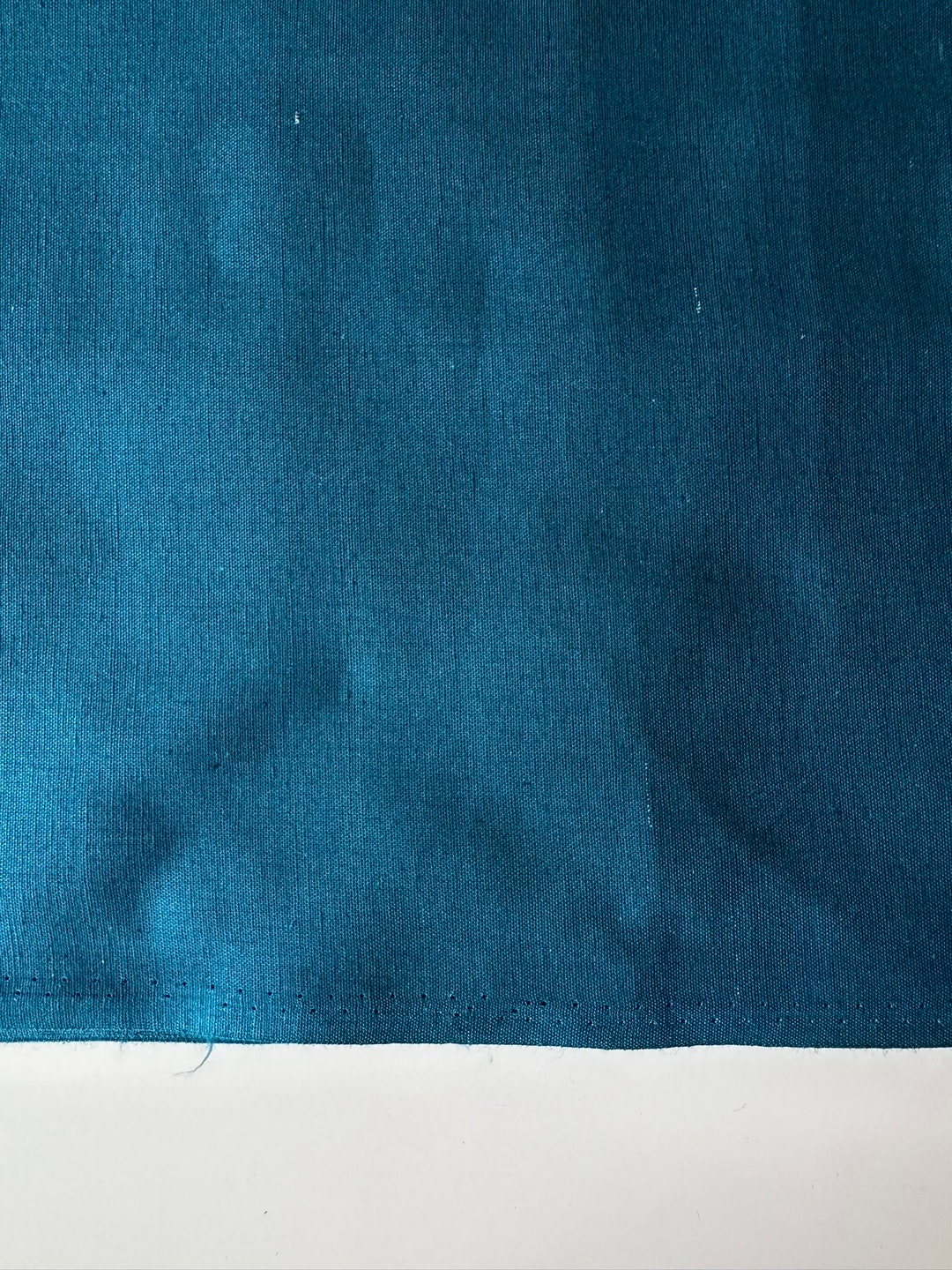 Tissu de texture de lin de coton indien bleu sarcelle, tissu de couleur ...